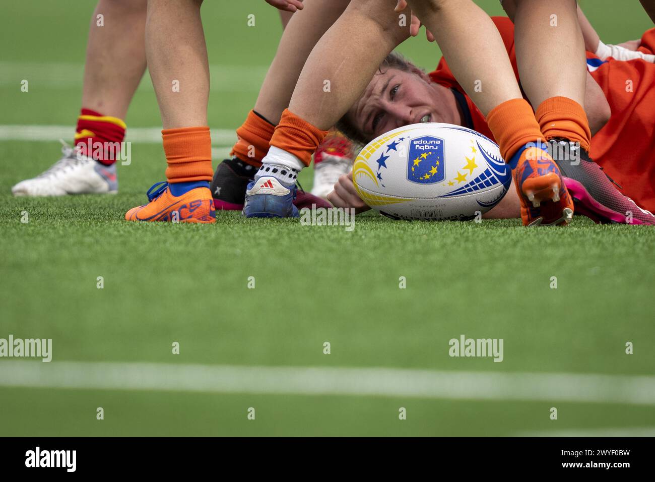 AMSTERDAM - The Dutch team against Spain in the Rugby Europe ...