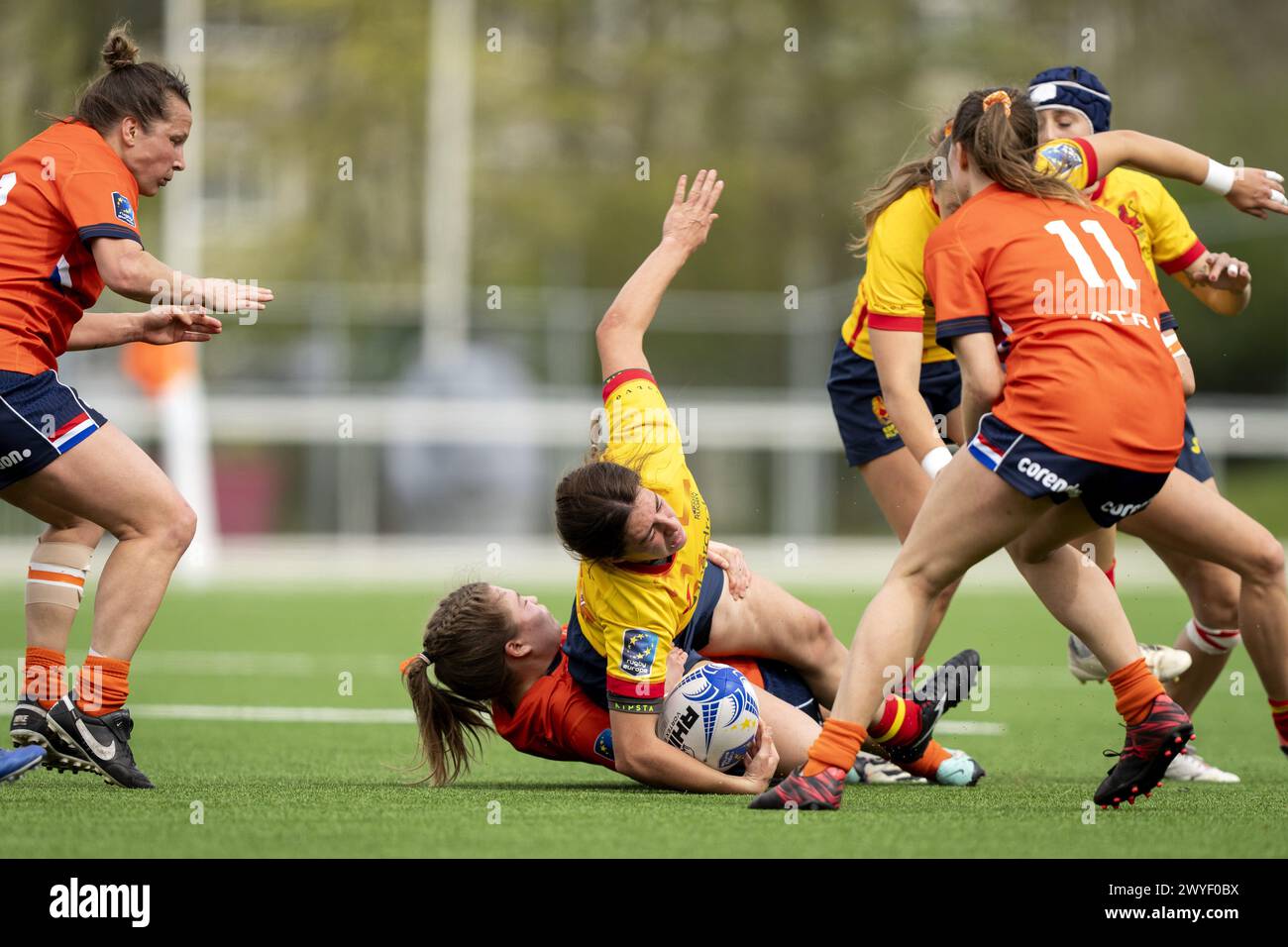 AMSTERDAM - Rugby star Sydney de Weijer of the Dutch team in action ...