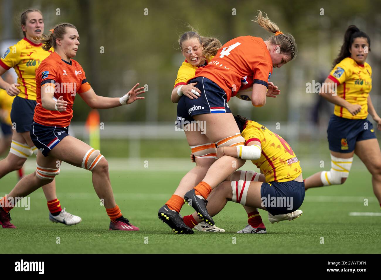 AMSTERDAM - Rugby star Inger Jongerius of the Dutch team during the ...