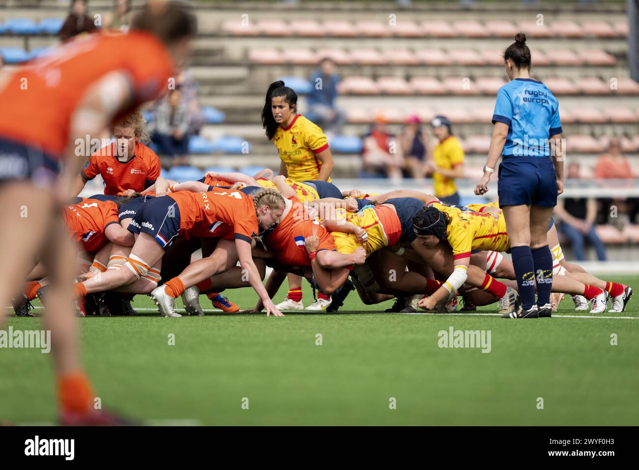 AMSTERDAM - The Dutch team against Spain in the Rugby Europe ...