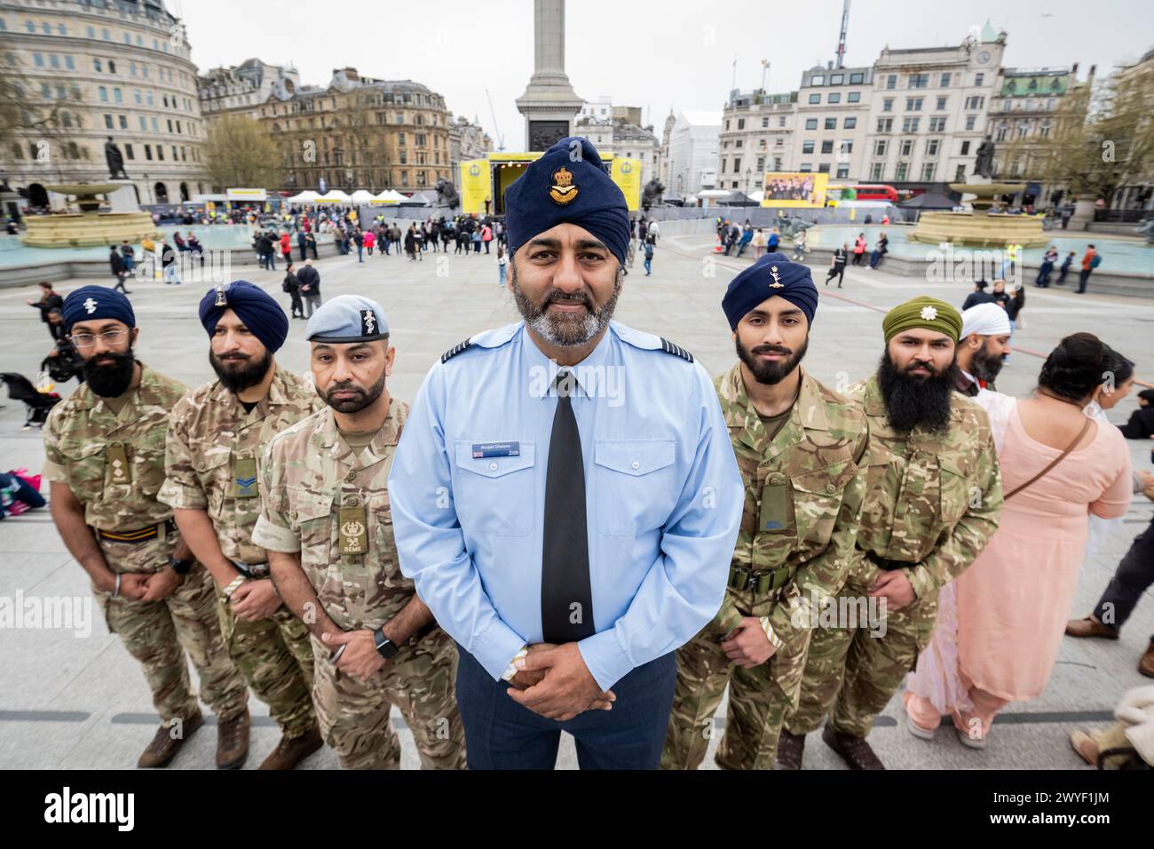 London, UK. 6 April 2024. Members of the Sikh Defence Network (Army ...