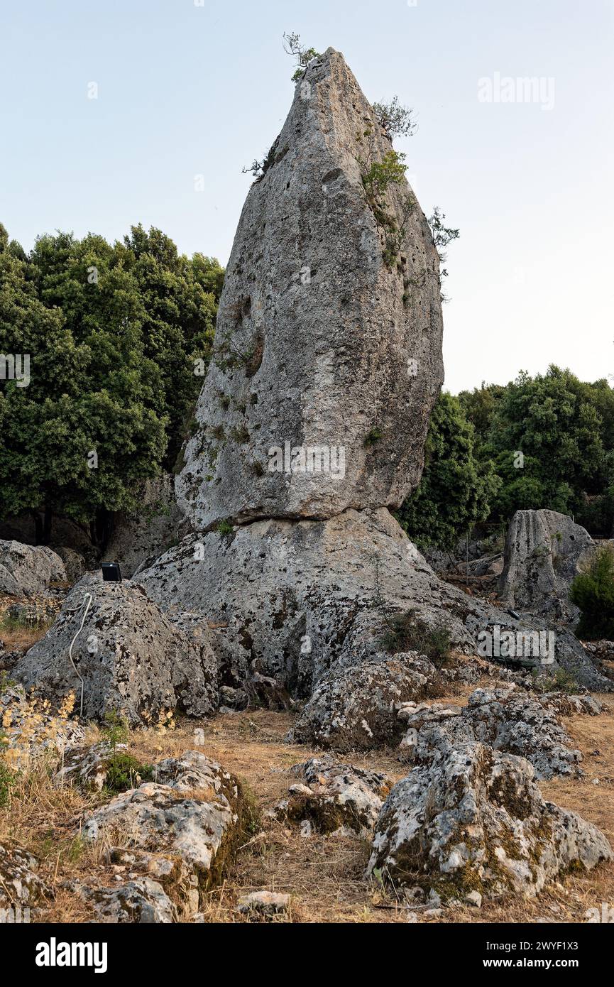 Araklis, a huge monolith near the village of Anogi at the island of ...