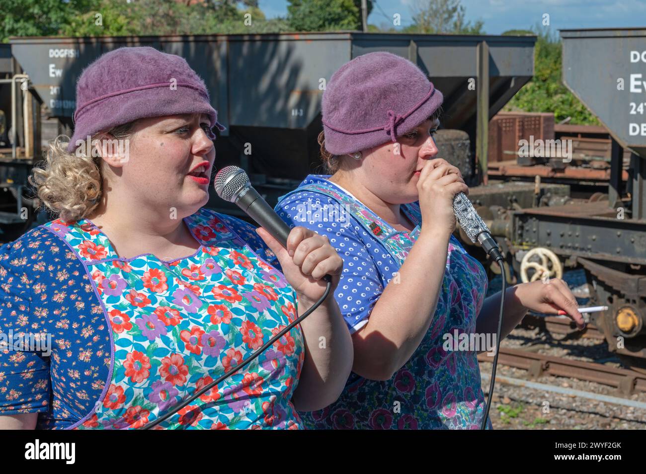 Pashy Pops singers at Dunster Railway Station, Dunster, Somerset ...