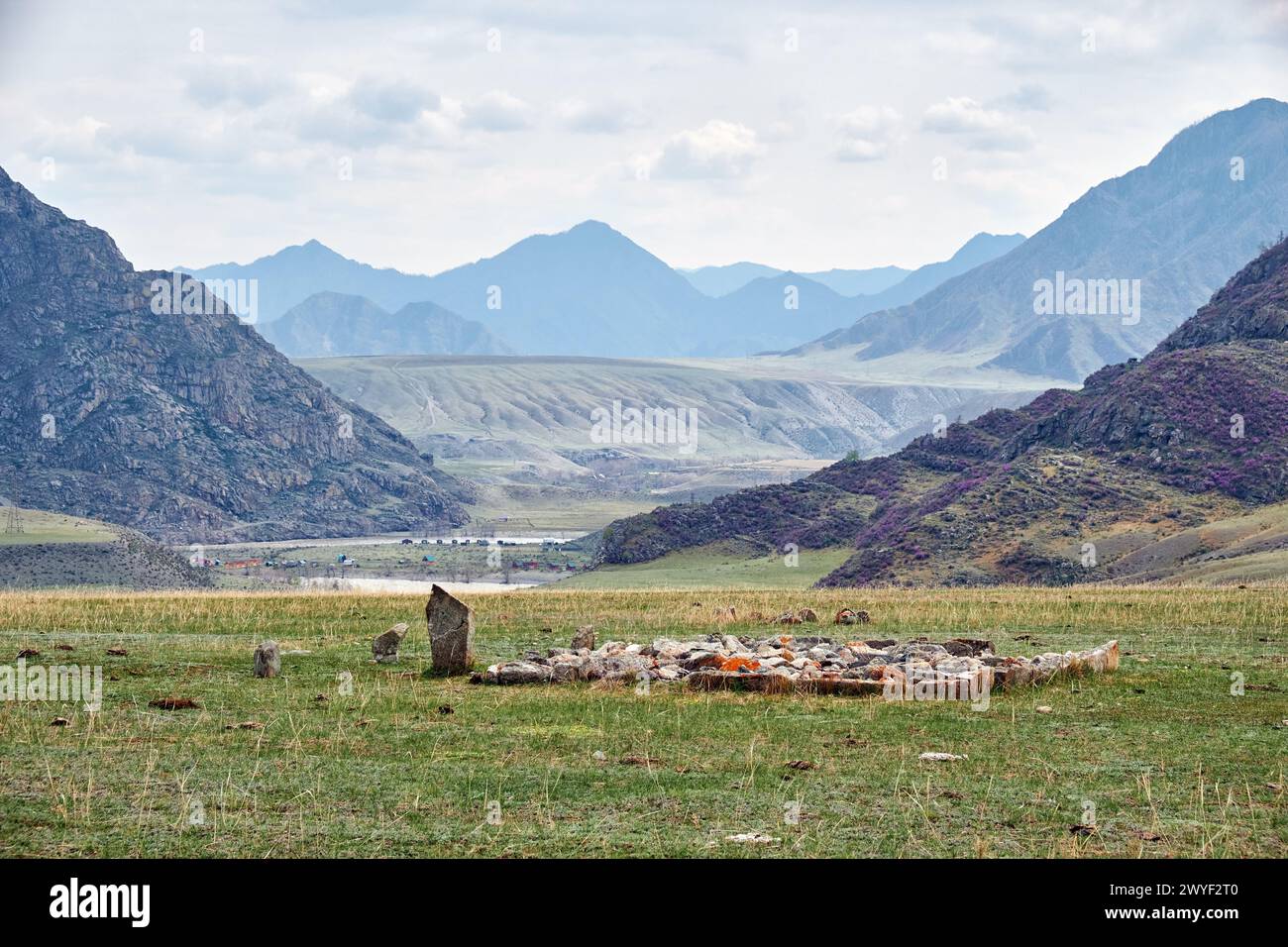 Photo of ancient burials in the Altai mountains. This place is a ...