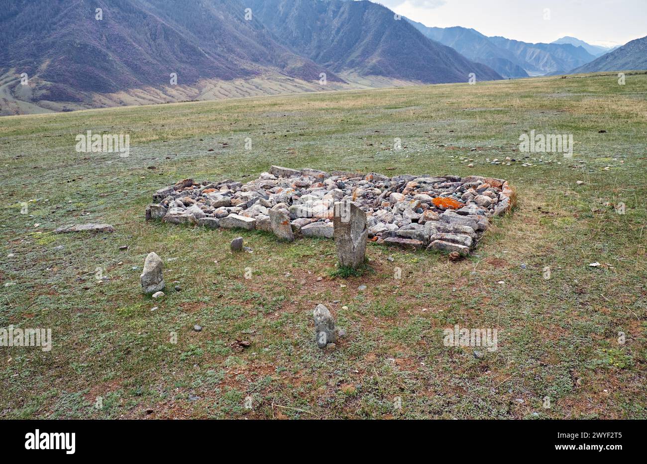 Photo of ancient burials in the Altai mountains. This place is a ...