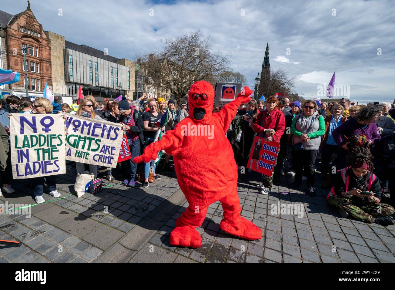 The Hate Monster and protestors take part in the Let Women Speak rally ...