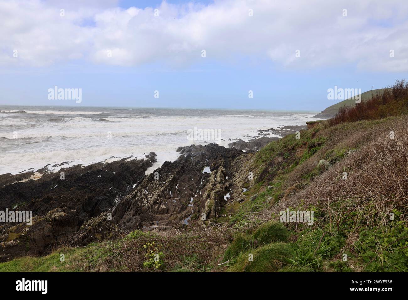 Baggy Point, Croyde, Devon, 6 April 2024, Mild and windy weather along ...
