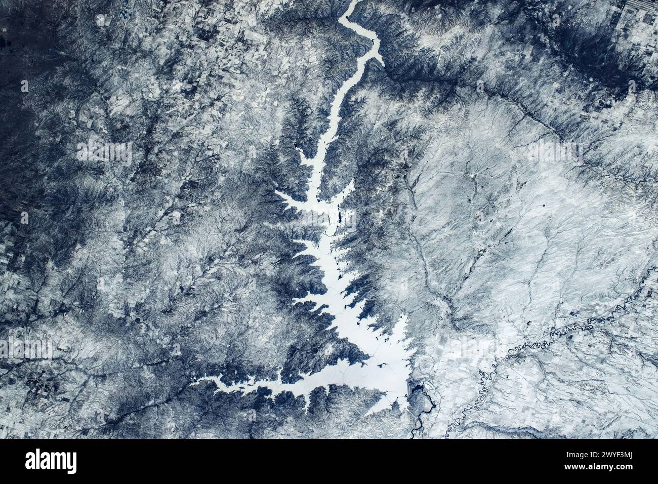 Winter in Fort Peck Lake, Montana, United States. Digital enhancement ...