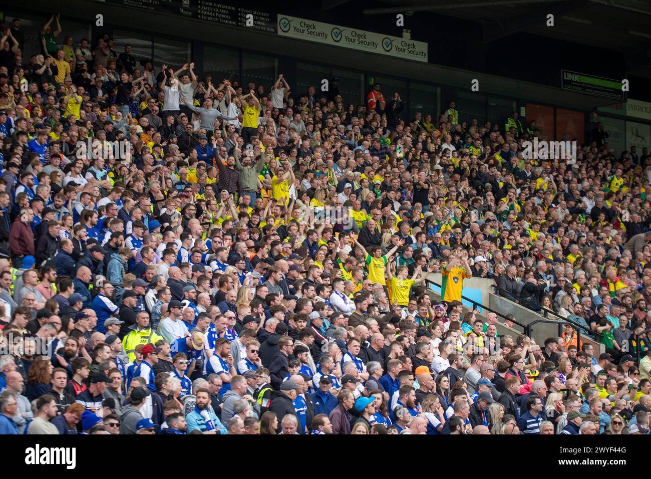 Norwich City FC and Ipswich Town FC fans within the ground during the ...