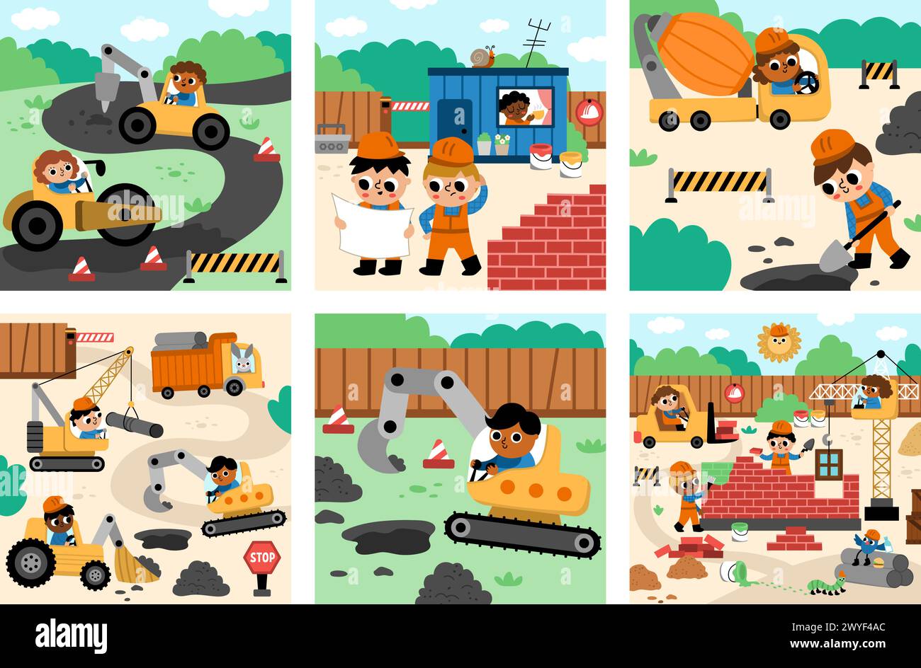 Building a house workers child Stock Vector Images - Alamy