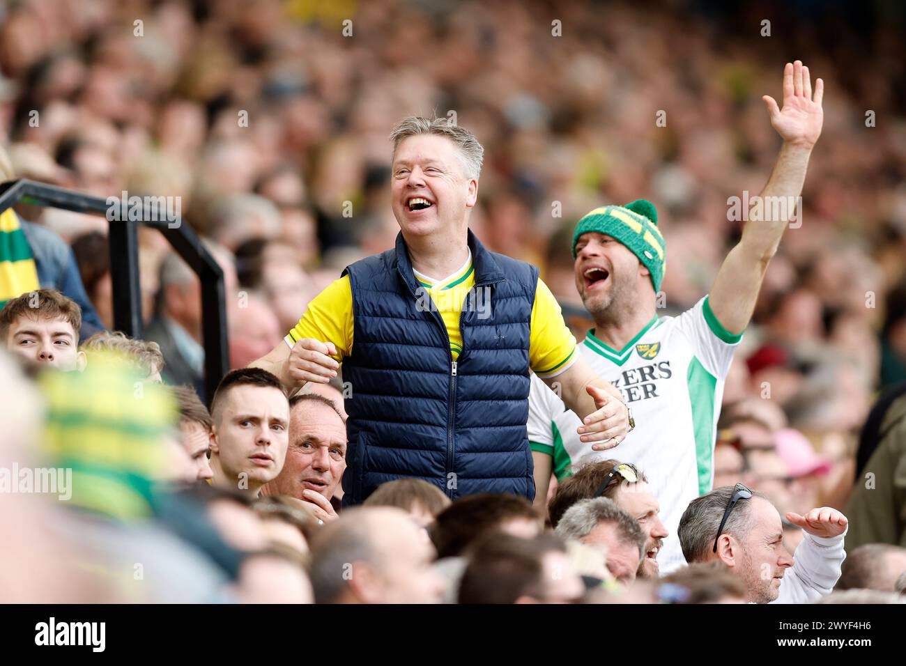Norwich City fans show their support in the stands during the Sky Bet ...