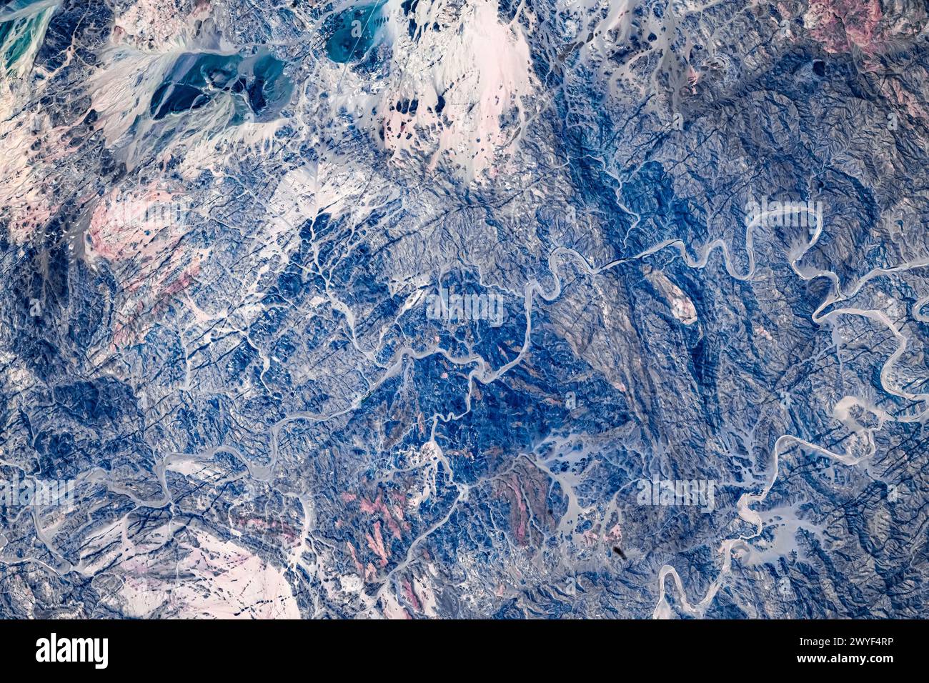 Land feature in Namibia. Digital enhancement of an image furnished by ...