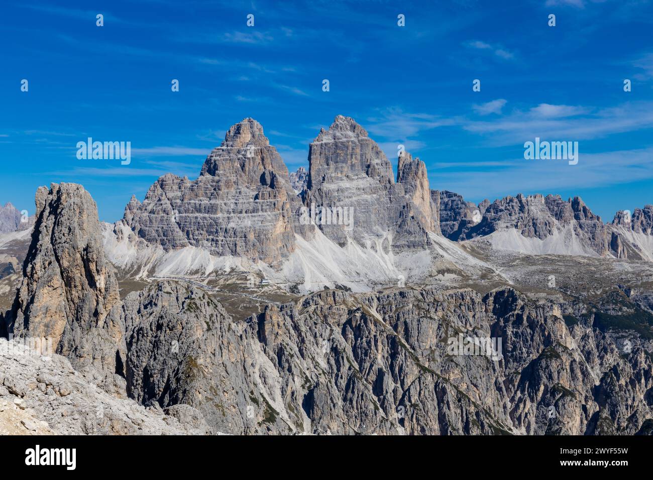 Dolomites mountains rocky peaks scenic landscape. Alpine summits in the ...
