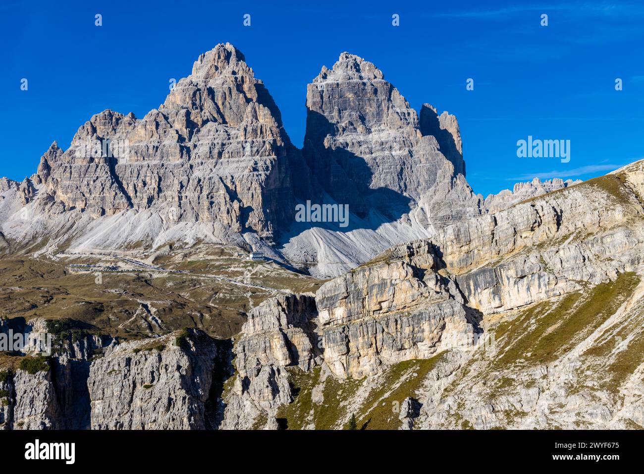 Dolomites mountains rocky peaks scenic landscape. Alpine summits in the ...