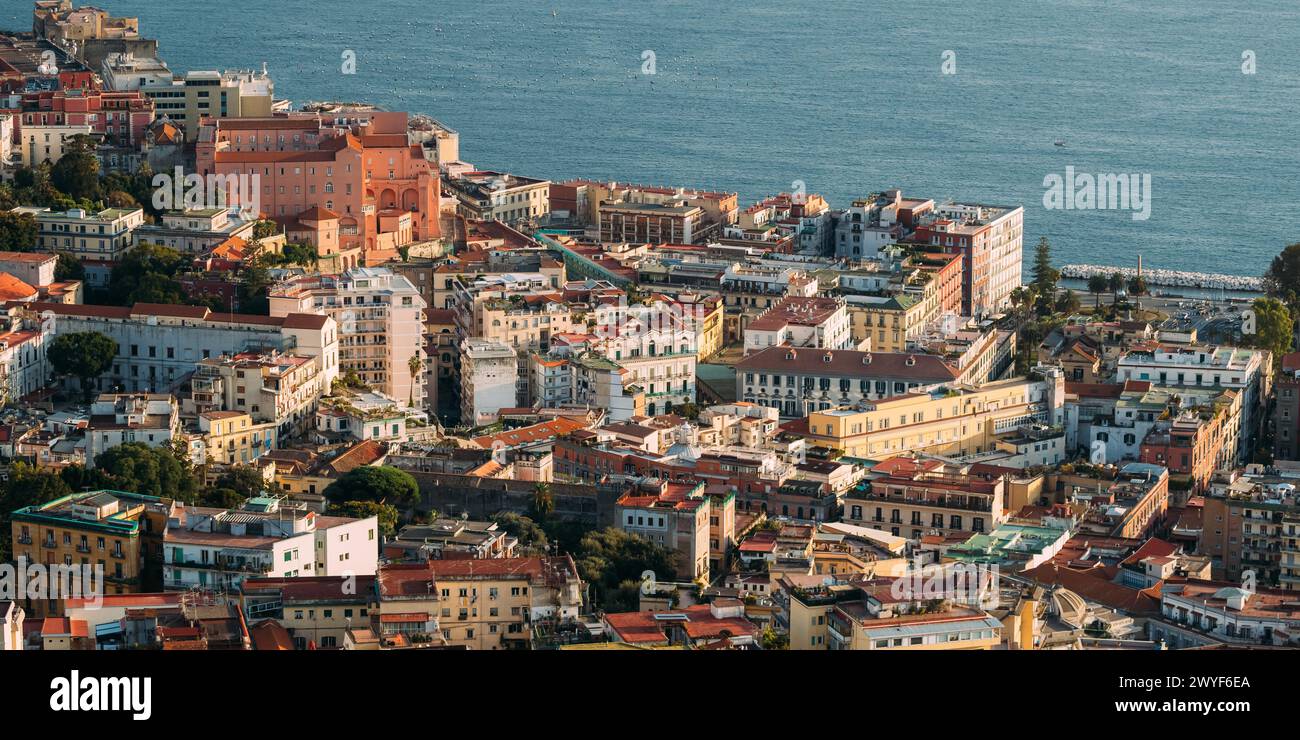 Naples, Italy. Top View Cityscape Skyline Of House In Residential Area ...