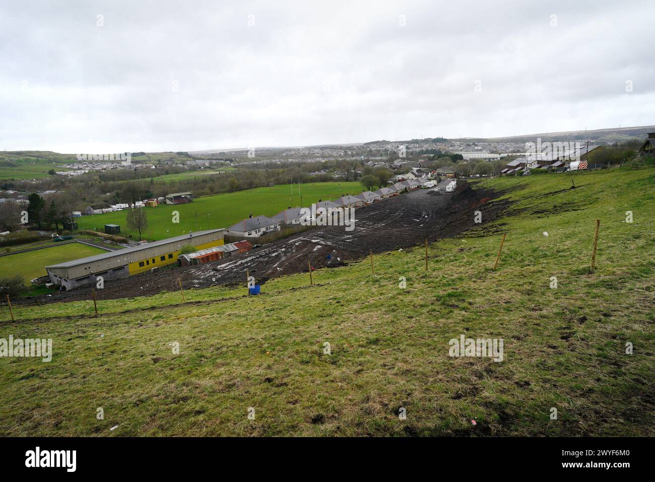The sloping field next to Nantyglo Rugby Club in Blaenau Gwent, South ...
