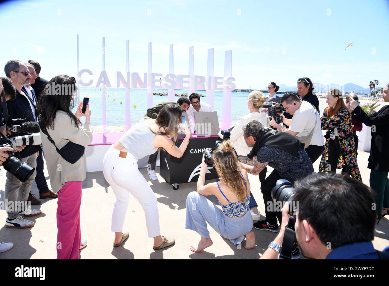 CANNES, FRANCE - APRIL 06: Ramzy Bedia and Jamel Debbouze sign their ...