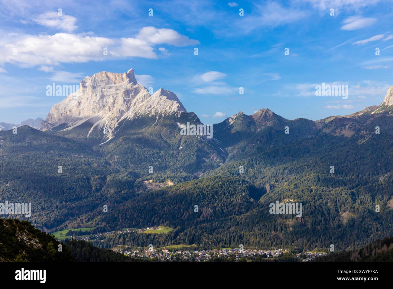 Dolomites mountains rocky peaks scenic landscape. Alpine summits in the ...