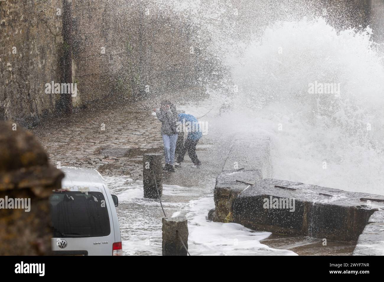 Porthleven, Cornwall,6th April 2024, Storm Kathleen hit as it crossed ...