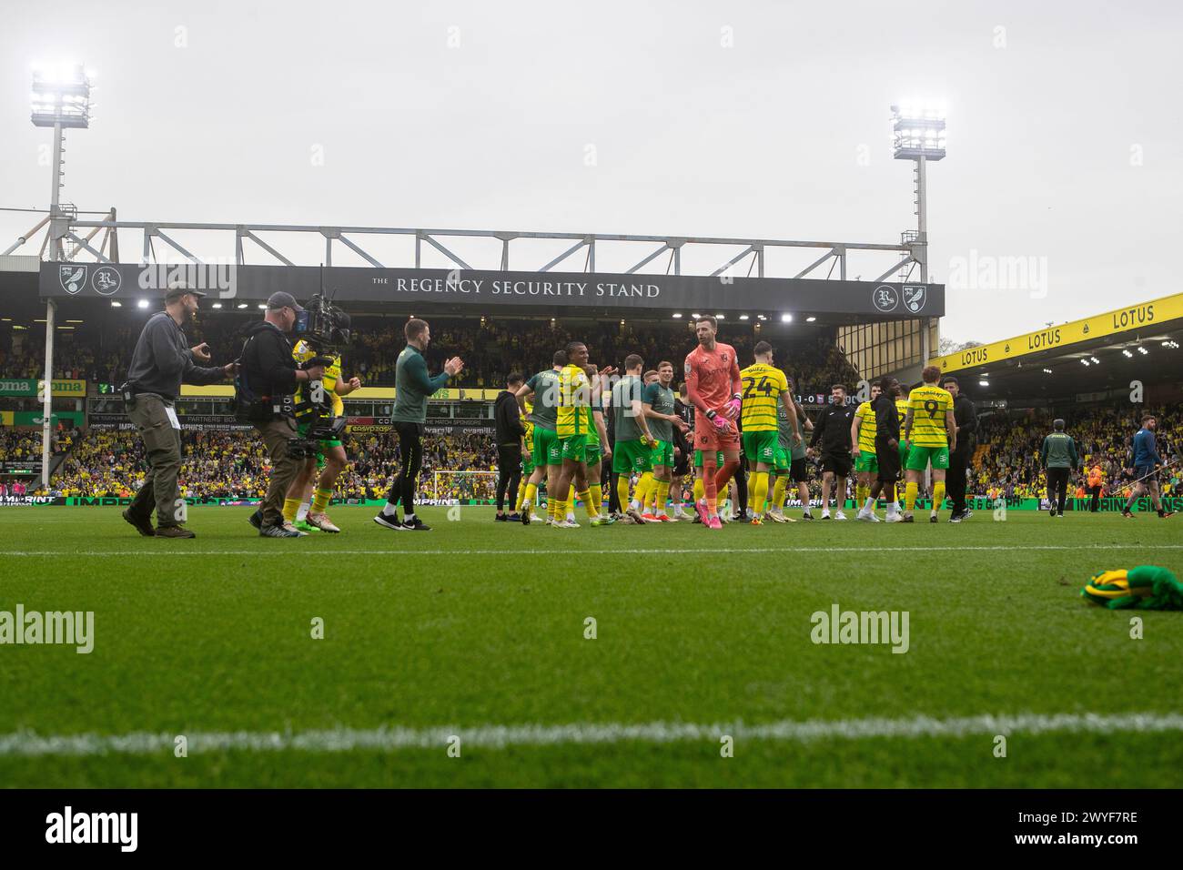 Norwich City FC players celebrating after the Sky Bet Championship ...