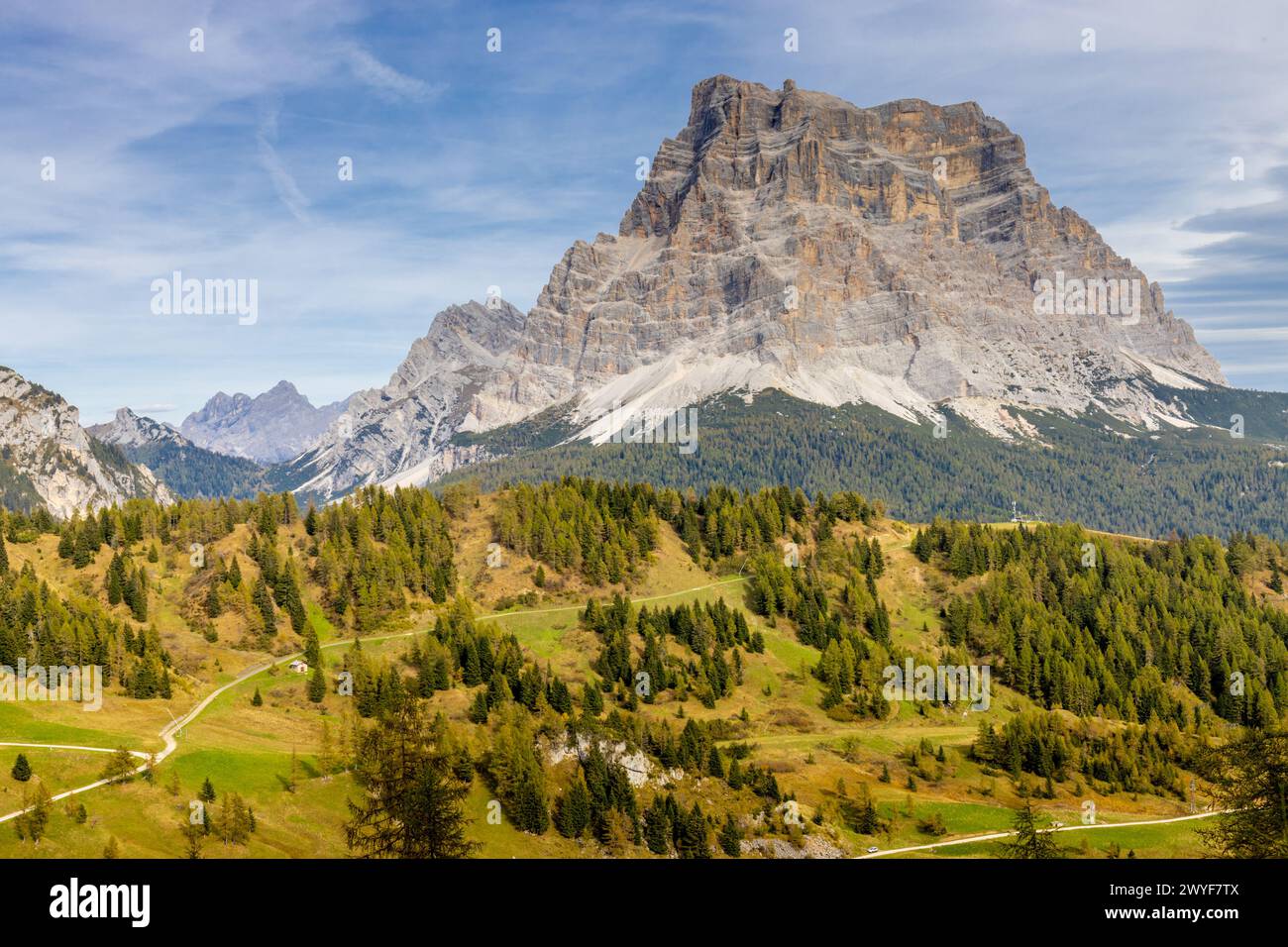 Dolomites mountains rocky peaks scenic landscape. Alpine summits in the ...