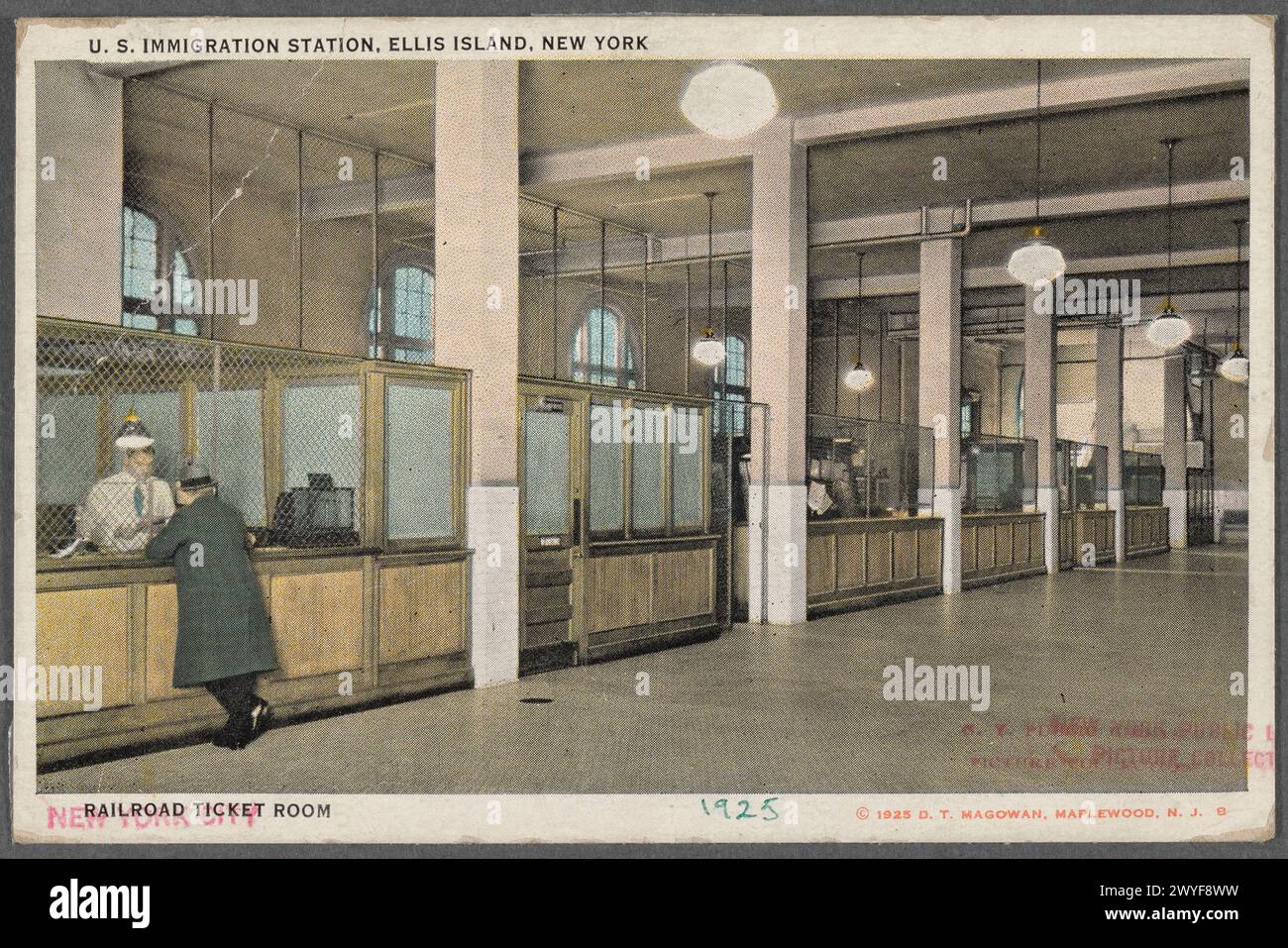U.S. Immigration Station, Ellis Island, New York: Railroad ticket room ...
