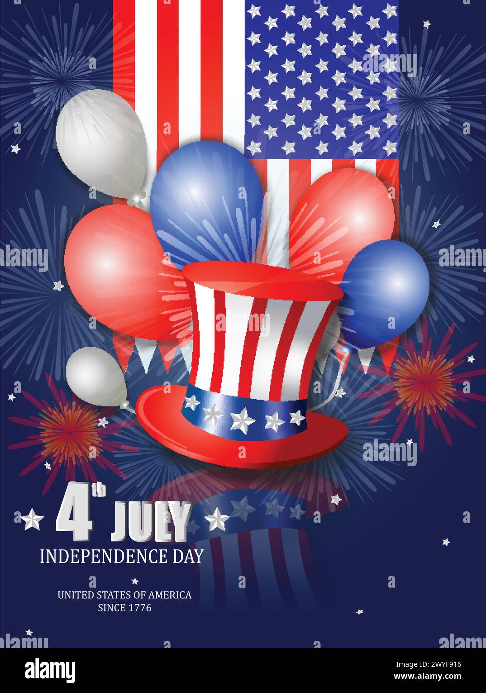 Poster design for Fourth of July Independence Day with patriotic hat ...