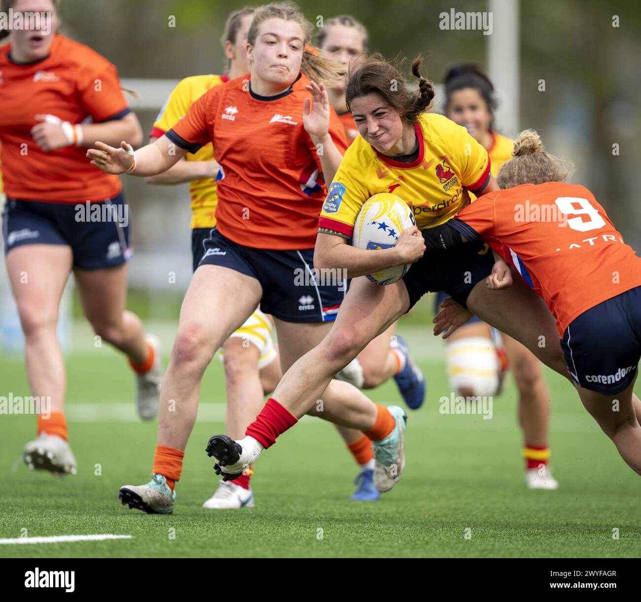AMSTERDAM - Rugby star Marit Lemmens of the Dutch team in action ...