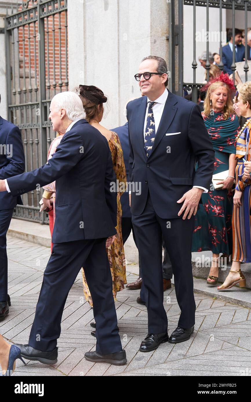 Madrid. Spain. 20240406, Michi Primo de Rivera leaves after the wedding ...