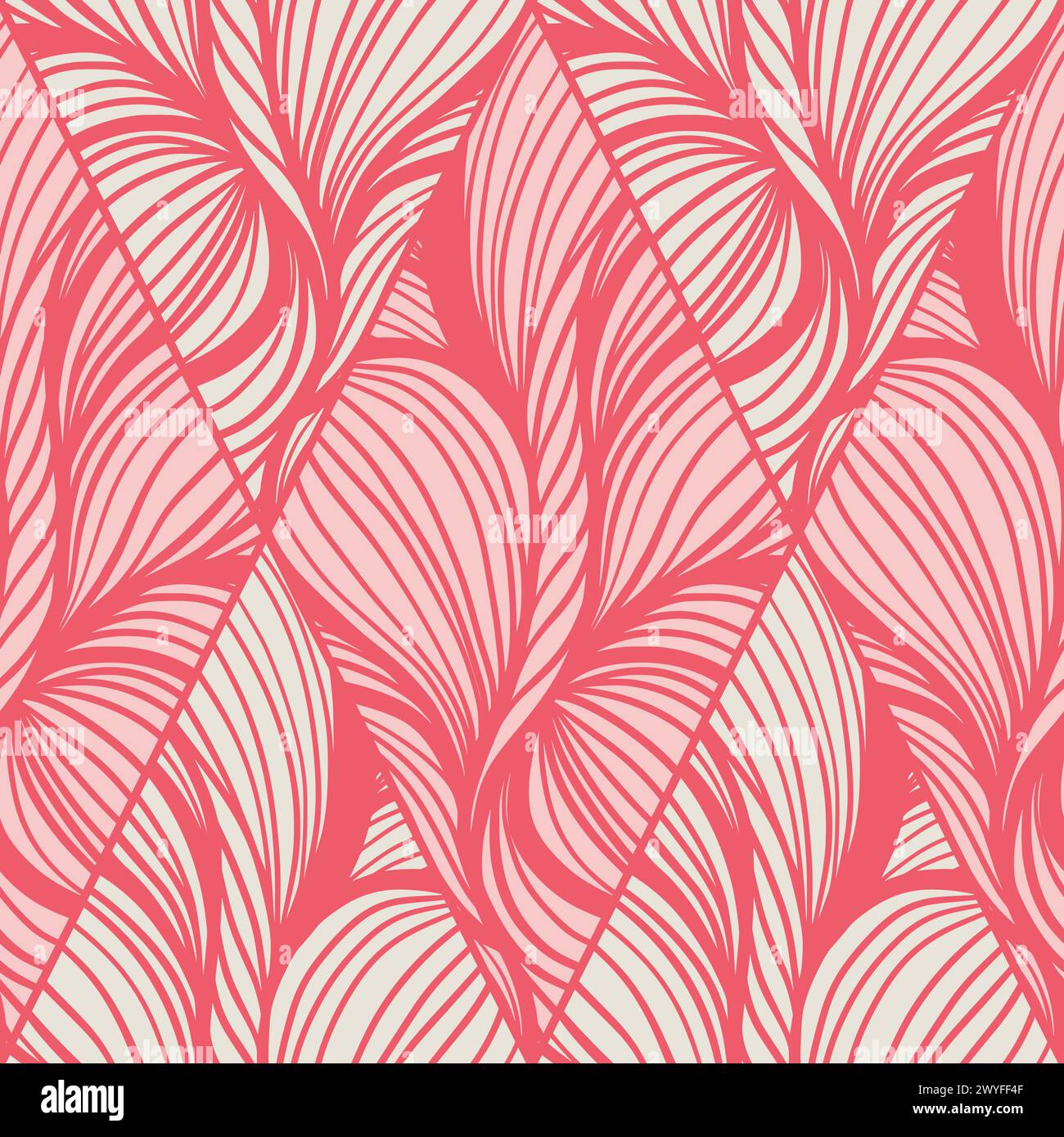 Red Line Art Wavy Lines Vector Seamless Pattern for Textile Stock ...