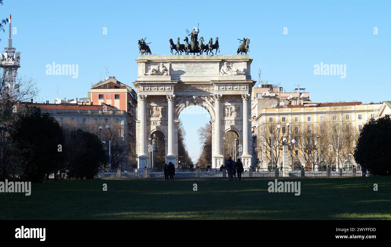 Arch of Peace at Porta Sempione, Sempione Gate, 19th century arch built ...