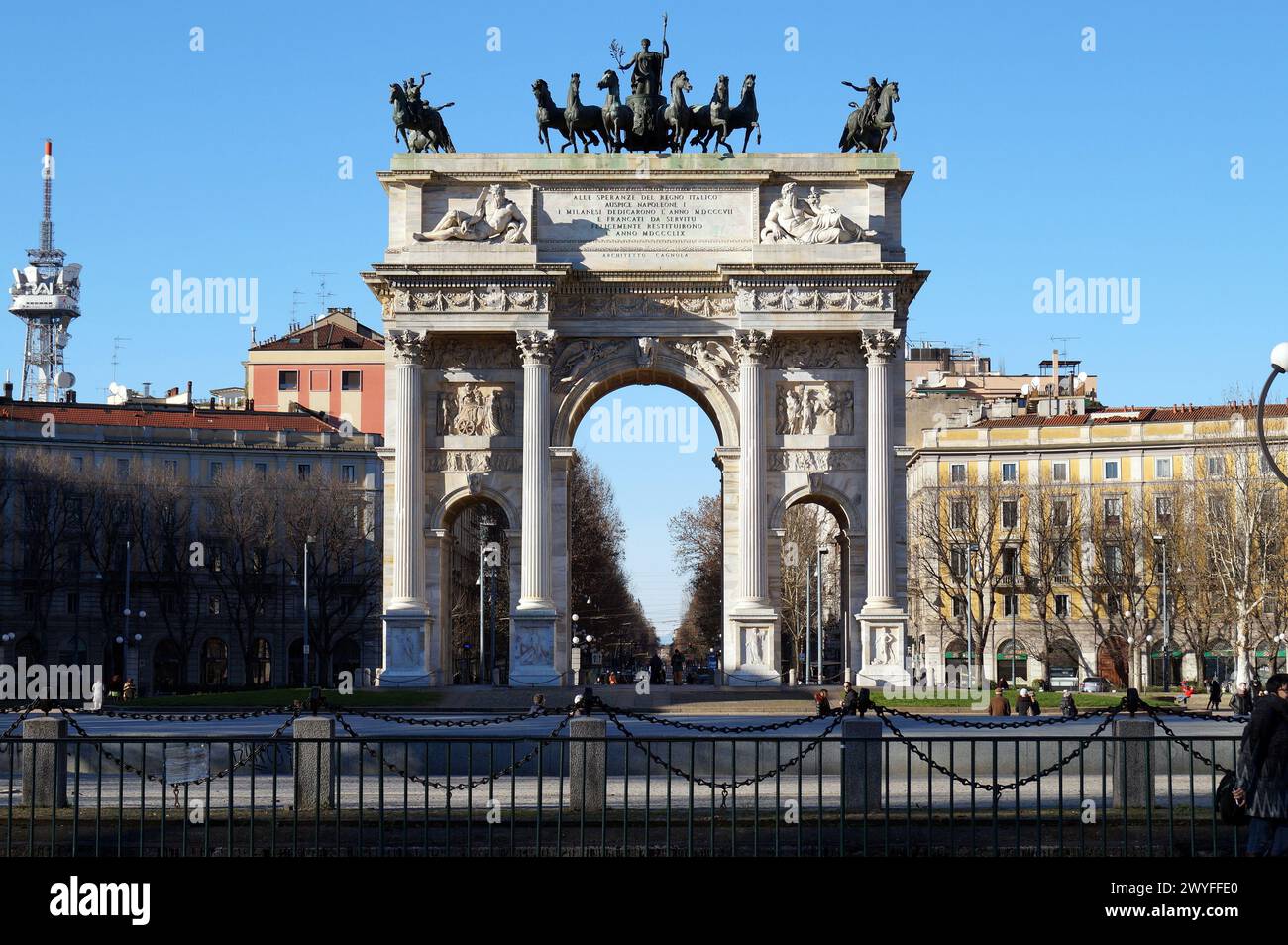 Arch of Peace at Porta Sempione, Sempione Gate, 19th century arch built ...