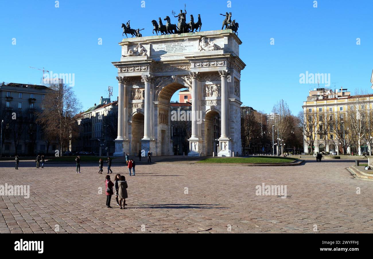 Arch of Peace at Porta Sempione, Sempione Gate, 19th century arch built ...