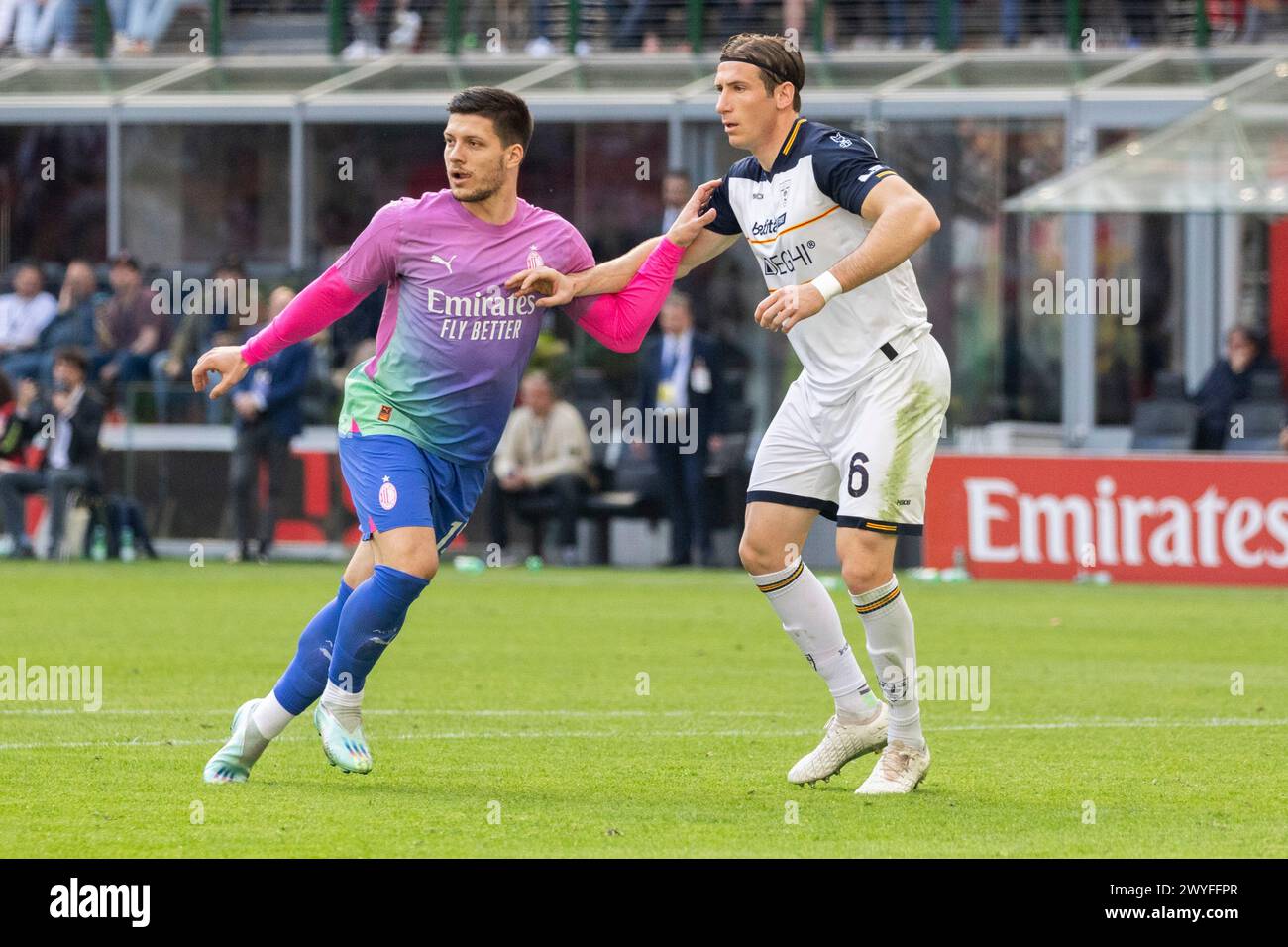 Luca Jovic (L) and Federico Baschirotto (R) in action during the Serie ...