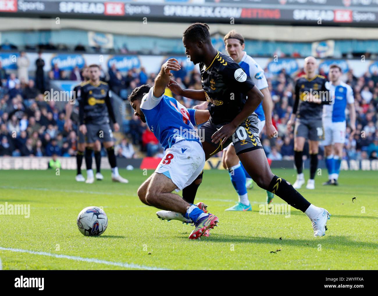 Blackburn Rovers' Dilan Markanday and Southampton's Kamaldeen Sulemana ...