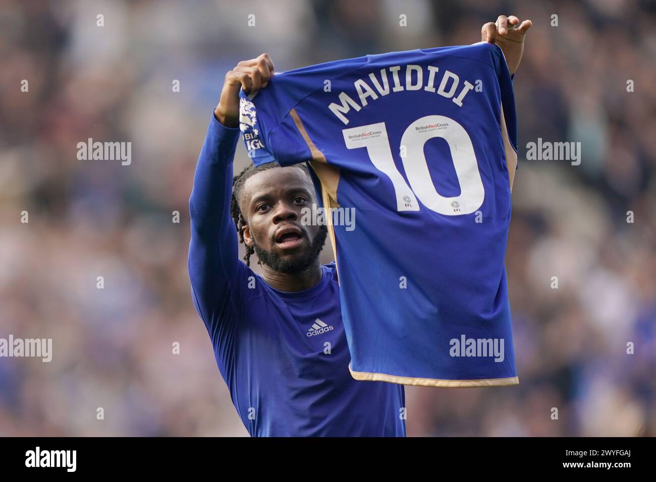 Leicester City's Stephy Mavididi celebrates scoring their side's second ...