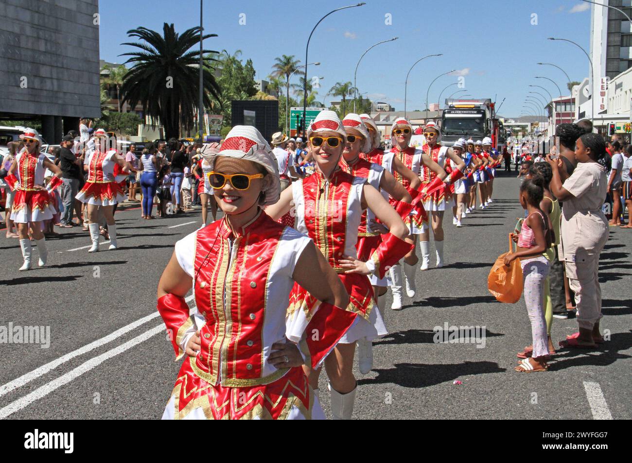 Windhoek, Namibia. 6th Apr, 2024. People take part in a carnival parade ...