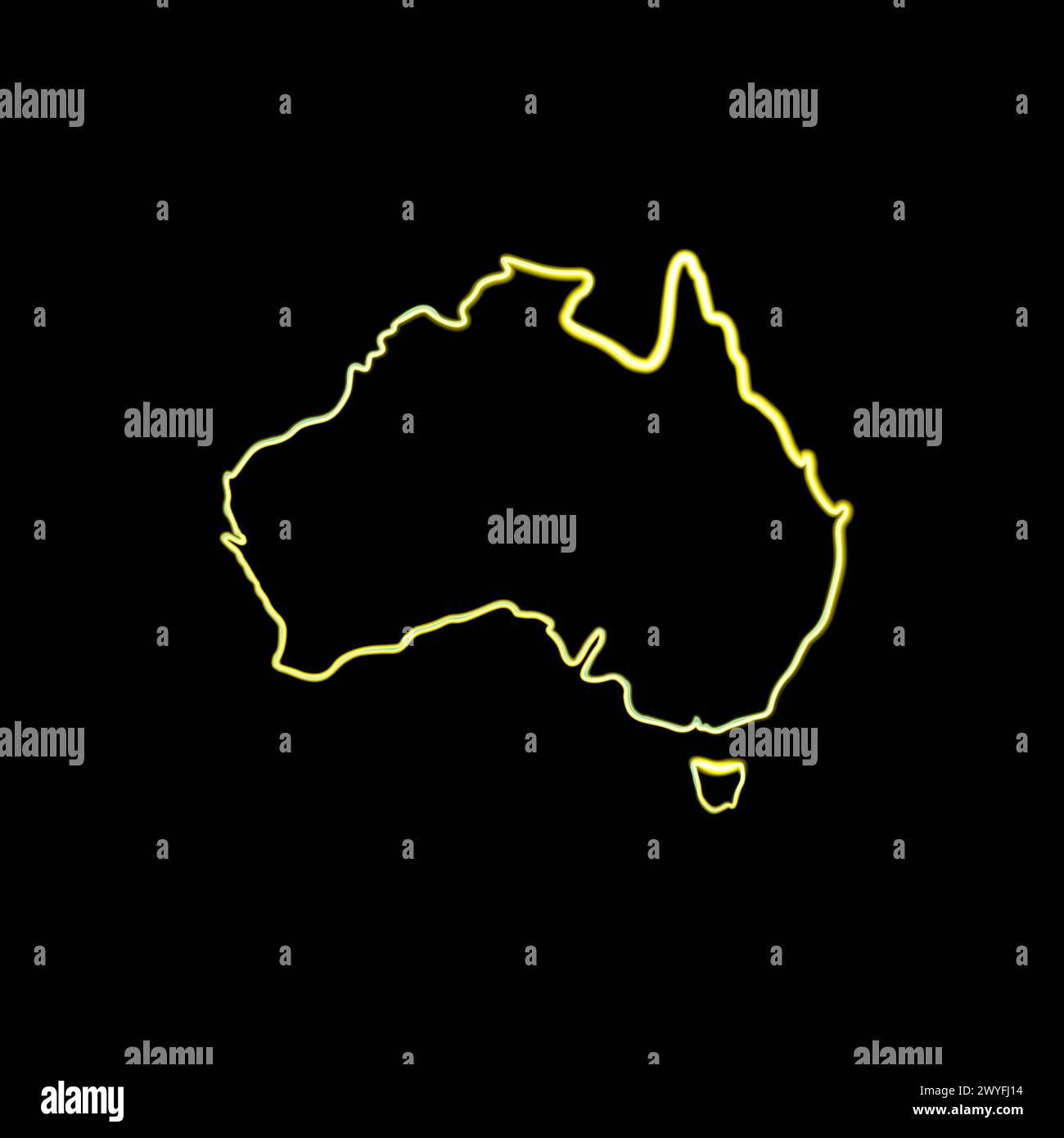 Vector illustration of Australia outlines with neon effect Stock Vector ...