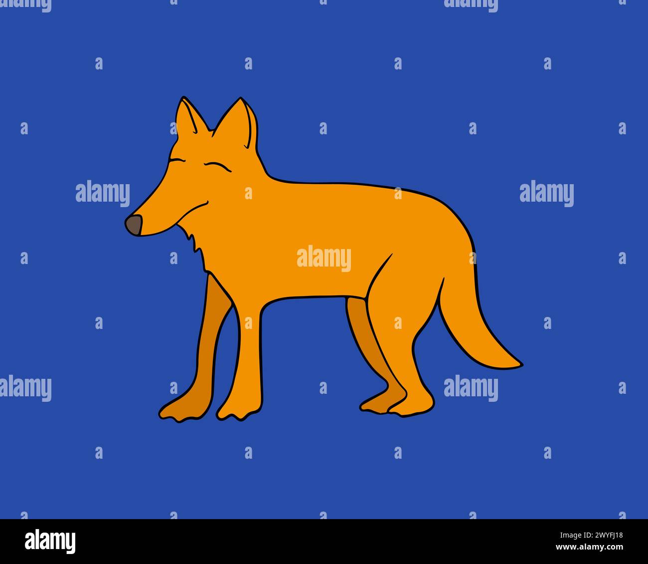 Vector isolated illustration of a fox with a stroke Stock Vector Image ...