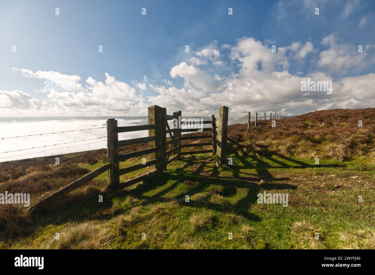 Cloud Inversion ascending Win Hill in the Peak District National Park ...