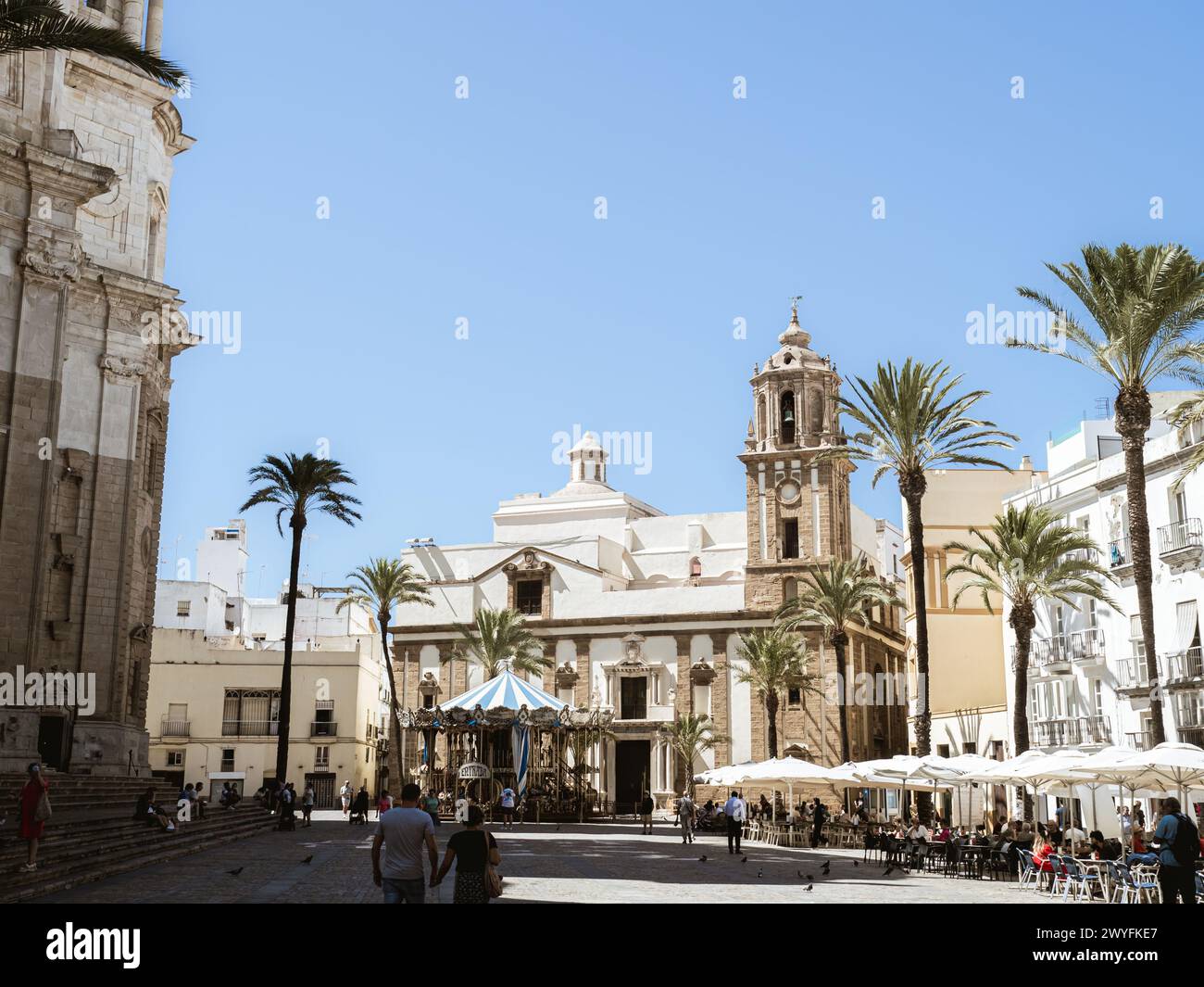 Cadiz, Spain- September 12, 2023 - Santiago church in Plaza de la ...
