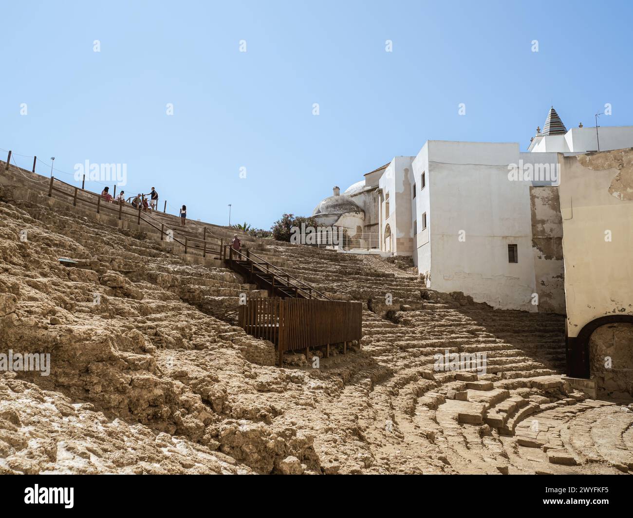 Photo of the ruins of Roman Theater in Cadiz, Spain, in hot sunny day ...
