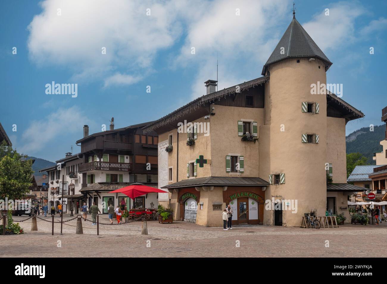 The centre of the alpine town, one of the most famous and affluent ski ...