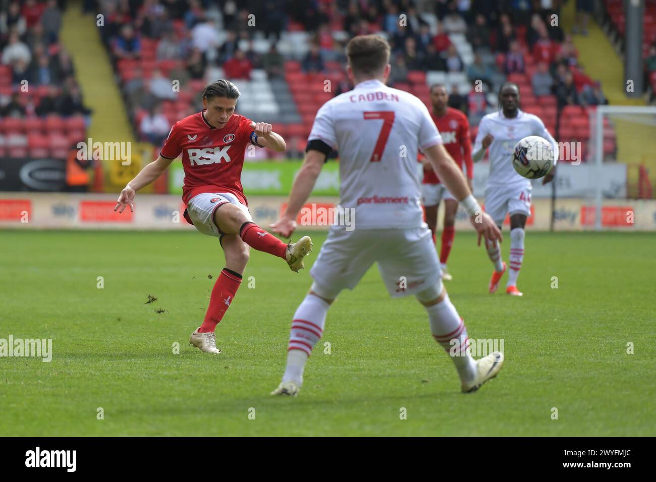 London, England. 6th Apr 2024. George Dobson of Charlton Athletic ...