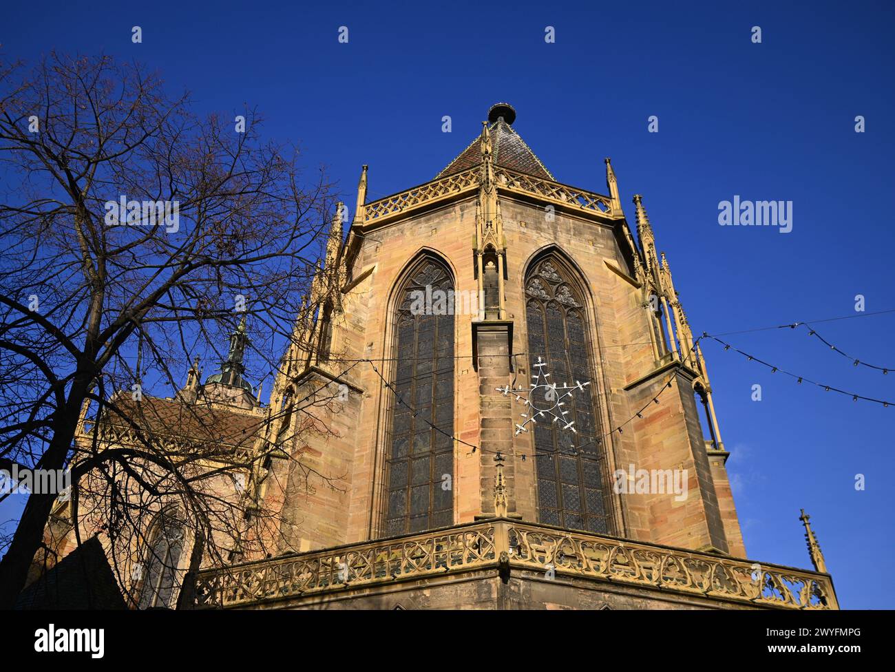 Landscape with side view of the Gothic style Église Saint-Martin, a ...