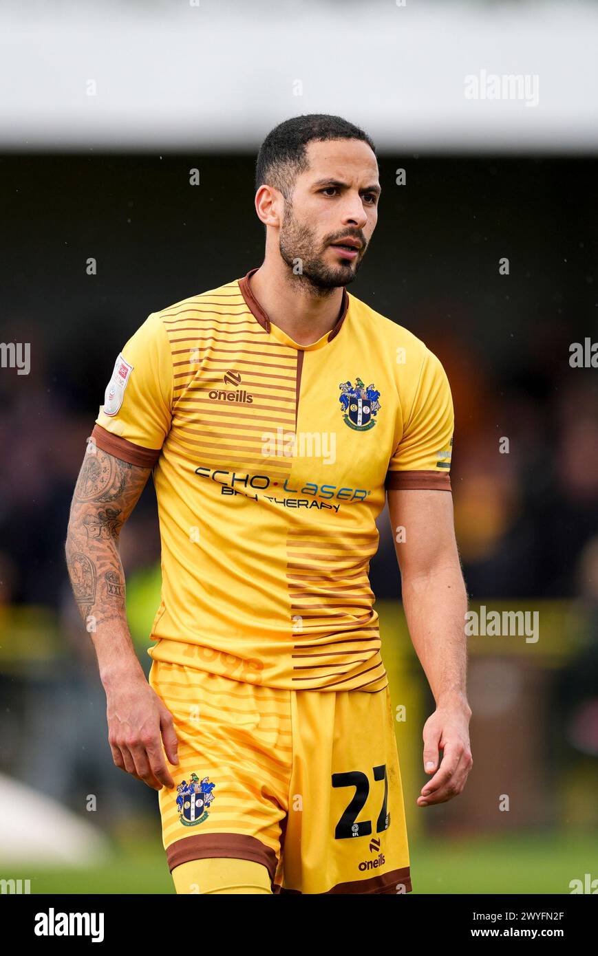 Sutton United's Joe Kizzi in action during the Sky Bet League Two match ...
