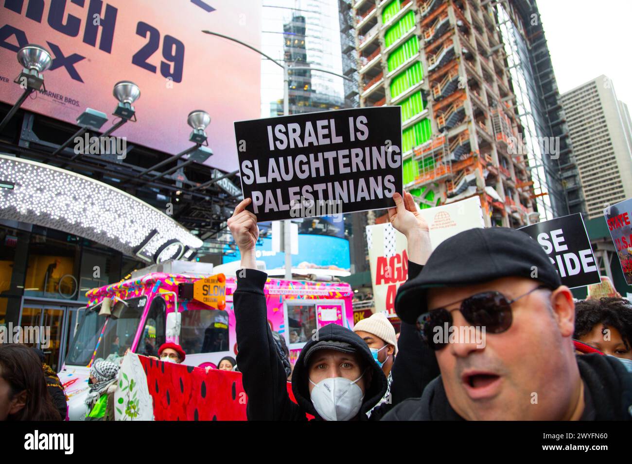 Free Gaza, Cease Fire Now demonstration in Times Square held on March ...
