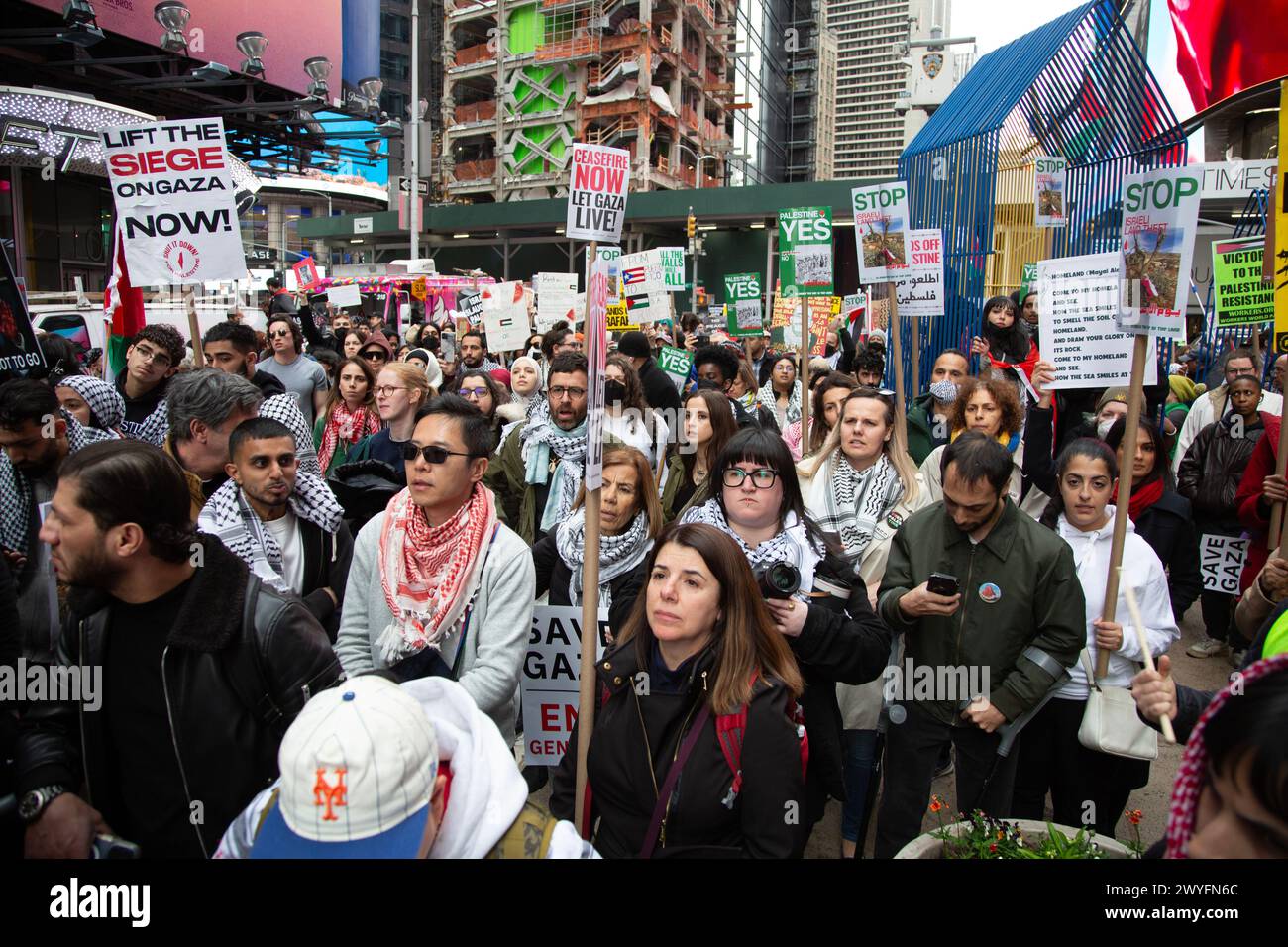 Free Gaza, Cease Fire Now demonstration in Times Square held on March ...