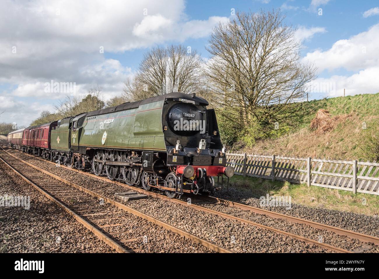 Steam train 'Tangmere', (34067, ) returning to York from Carlisle and ...