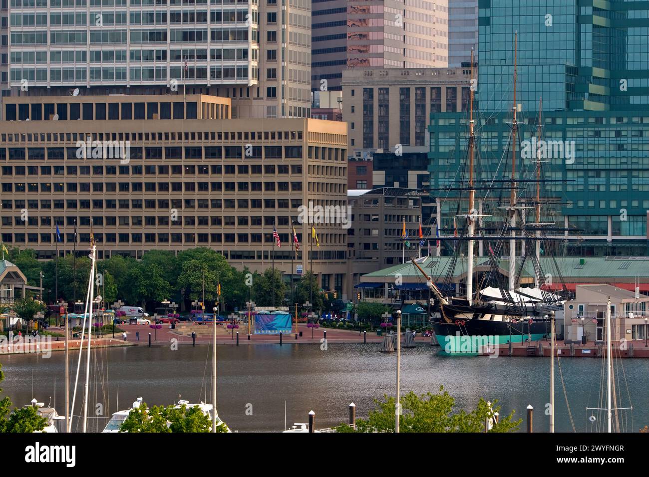 Baltimore, Maryland, U.S.A. - Baltimore Inner Harbor, USS Constellation ...